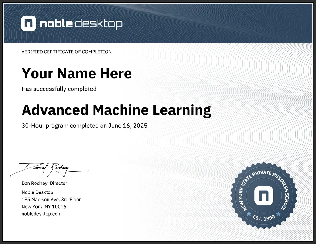 Online Course: Python Machine Learning Advanced from Noble Desktop | Class Central