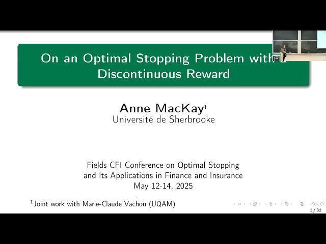 Free Video: On an Optimal Stopping Problem with a Discontinuous Reward ...