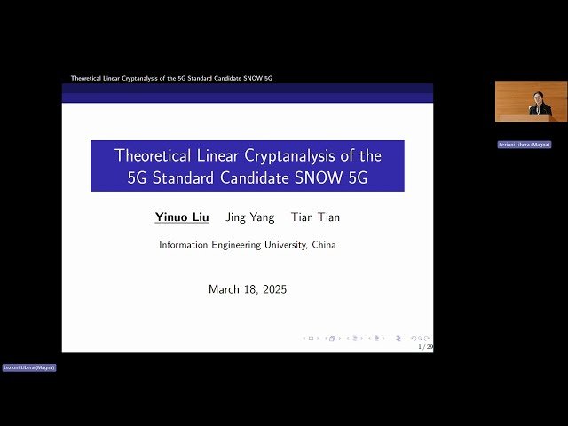 Free Video: Cryptanalysis of Stream Ciphers 1 - Talk 3 from TheIACR | Class Central