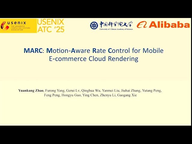 Free Video: MARC - Motion-Aware Rate Control for Mobile E-commerce Cloud Rendering from USENIX ...