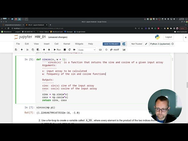 Free Video: Functions, Docstrings, and Working in Jupyter - ME3255 Homework 1 from Prof. Ryan C ...