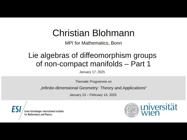 Free Video: Lie Algebras of Diffeomorphism Groups of Non-compact ...