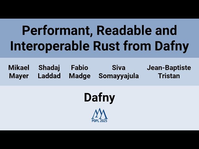 Free Video: Performant, Readable and Interoperable Rust from Dafny from ACM SIGPLAN | Class Central