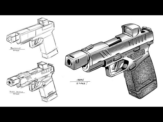 Free Video: Drawing a Gun in Line Art Style - Digital Art Tutorial from ...