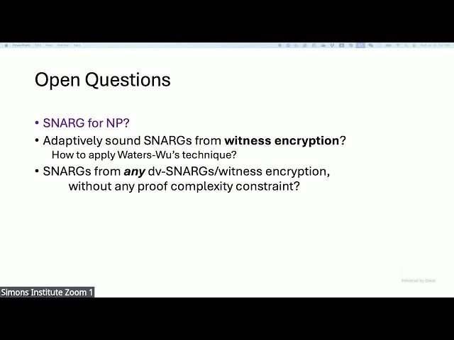 Free Video: Towards SNARGs for NP from Standard Assumptions from Simons Institute | Class Central