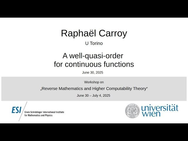 Free Video: A Well-Quasi-Order for Continuous Functions from Erwin Schrödinger International ...
