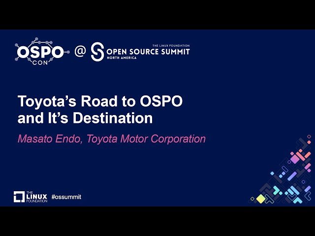 Free Video: Toyota's Road to Open Source Program Office and Its Destination from Linux ...