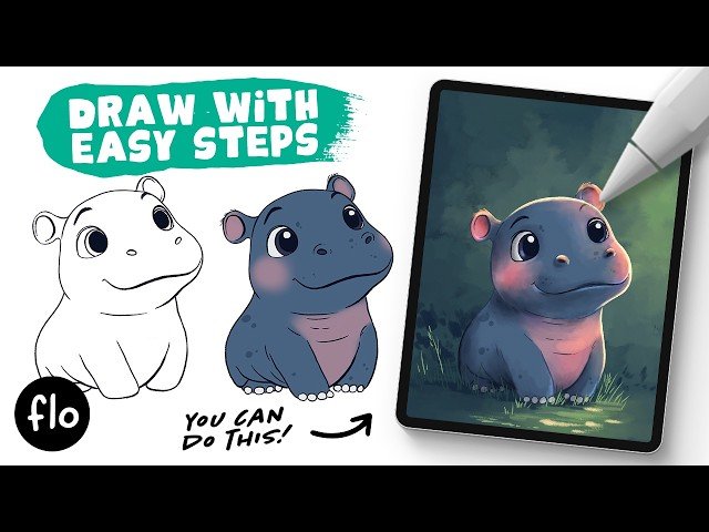Free Video: Drawing a Cute Hippo in Procreate - Digital Art Tutorial ...