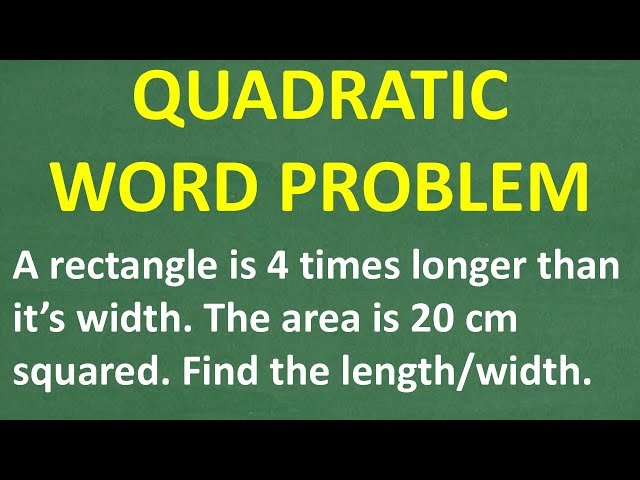 Free Video: Quadratic Equation Word Problem - Rectangle Area Example ...