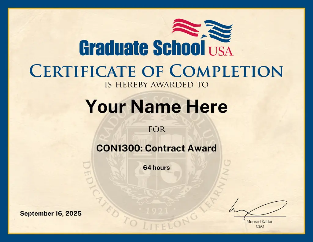 Online Course: CON1300: Contract Award from Graduate School USA | Class ...