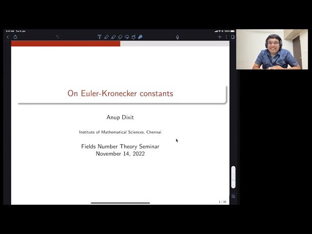 Free Video On Euler Kronecker Constants From Fields Institute Class