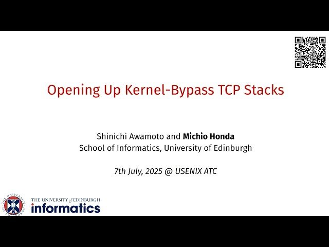 Free Video: Opening Up Kernel-Bypass TCP Stacks from USENIX | Class Central