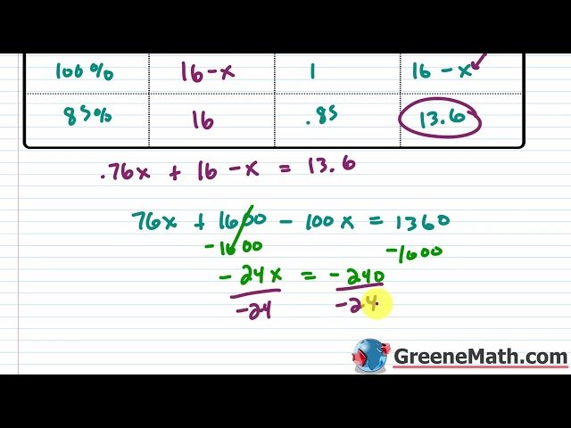 Free Video: Solving Mixture Word Problems - Step-by-Step Solutions from ...