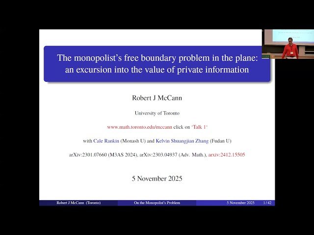 Free Video: The Monopolist's Free Boundary Problem in the Plane - An ...