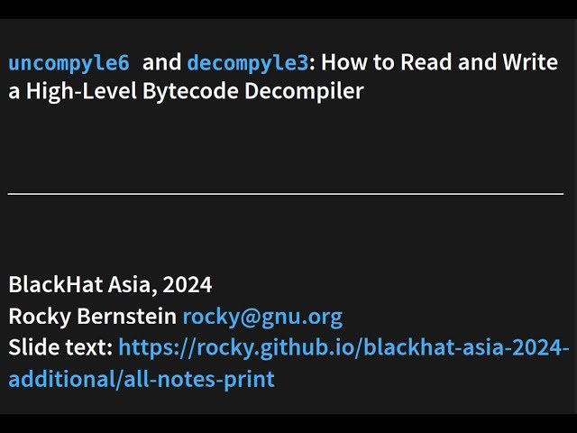 Free Video: How to Get the Most Out of the Python Decompilers Uncompyle6 and Decompyle3 - How to ...
