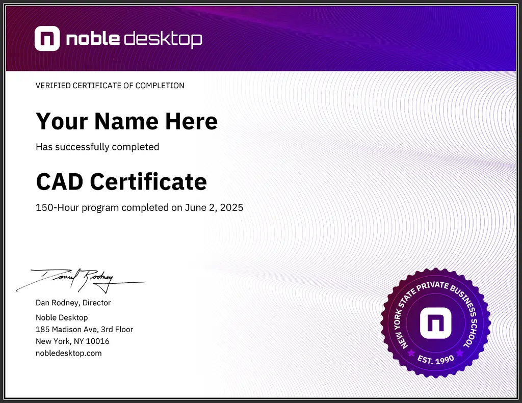 Online Course: CAD Certificate from Noble Desktop | Class Central