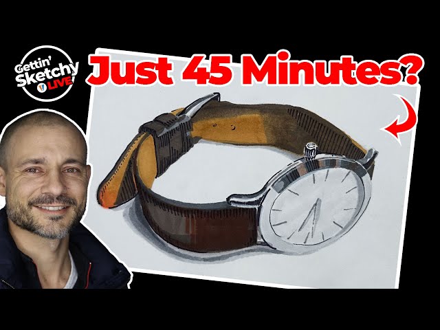 Free Video: Drawing a Watch with Markers and Pen and Ink - Live Drawing ...