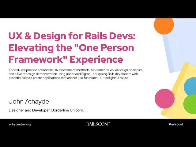 Free Video: UX and Design for Rails Devs - Elevating the "One Person Framework" Experience from ...