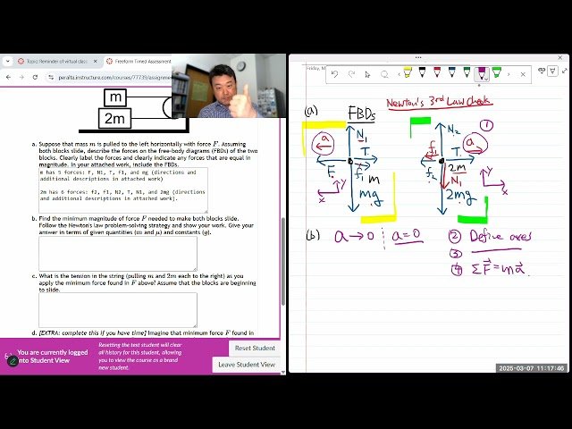 Free Video: Physics 4A - Forces Freeform Timed Assessment - Masses, Pulley, and Friction on ...