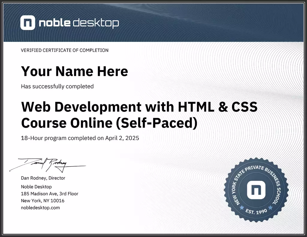 Online Course: Web Development with HTML & CSS Course Online (Self-Paced) from Noble Desktop ...