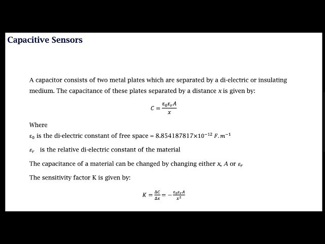 Free Video: Biomedical Sensors - Capacitive Sensors Part 1 from NPTEL-NOC IITM | Class Central