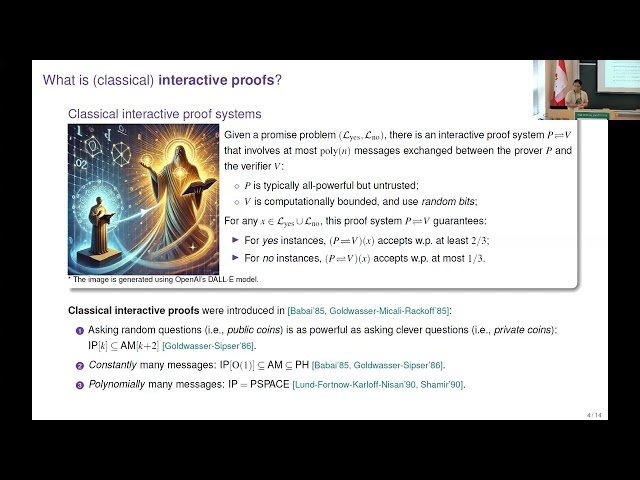 Free Video: Space-Bounded Quantum Interactive Proof Systems from Fields Institute | Class Central
