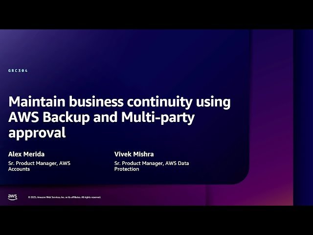 Free Video: Maintain Business Continuity Using AWS Backup and Multi ...