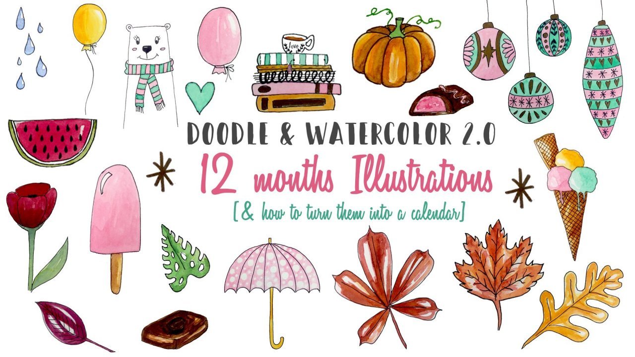 Online Course: Doodle & Watercolor 2.0: 12 months illustrations (& how ...