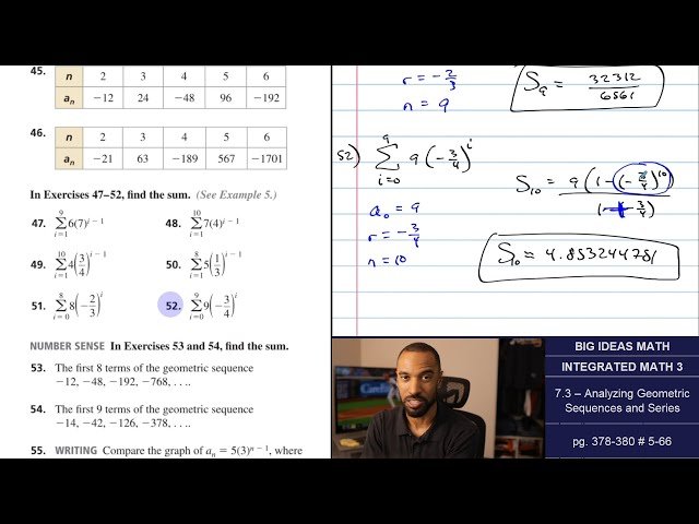 Free Video: Analyzing Geometric Sequences and Series - Big Ideas Math Integrated Mathematics 3 ...