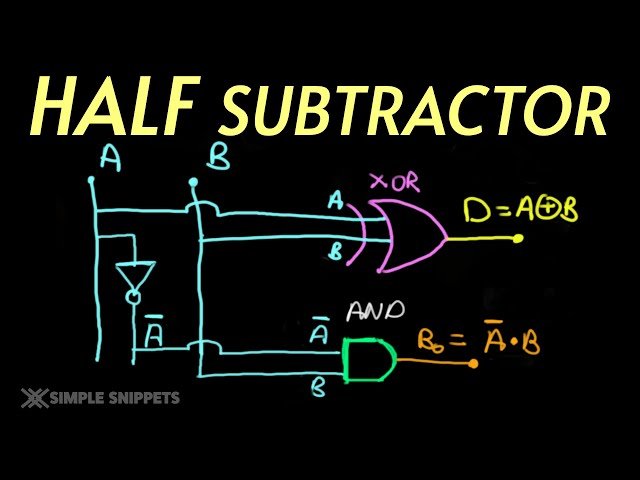 Free Video: Half Subtractor - Truth Table, Logic Gates and Circuit in ...