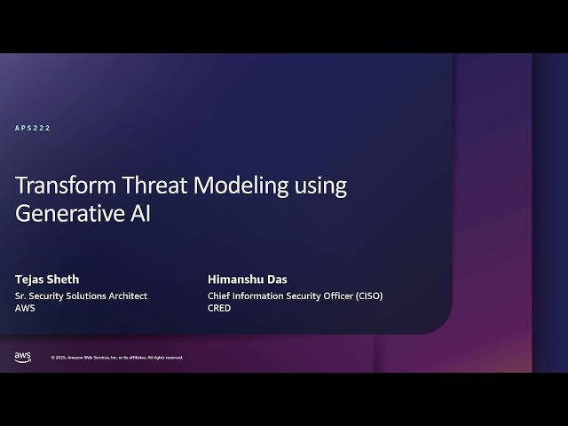 Free Video: Transform Threat Modeling Using Generative AI from AWS ...