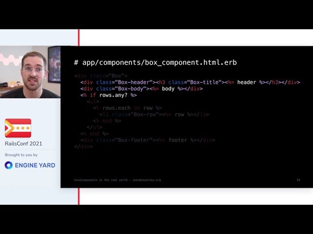 Conference Talks Talk: ViewComponents in the Real World from Ruby Central | Class Central
