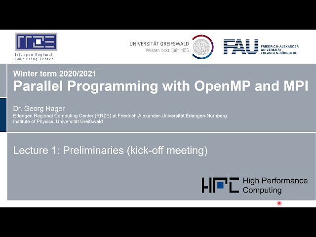 Free Video: Parallel Programming 2020 from NHR@FAU | Class Central