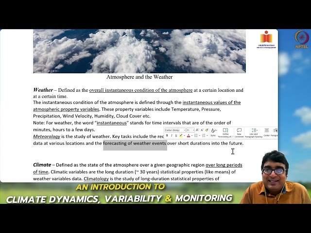 Free Video: Introduction to Climate Dynamics, Variability and Monitoring - Part 1 from NPTEL-NOC ...